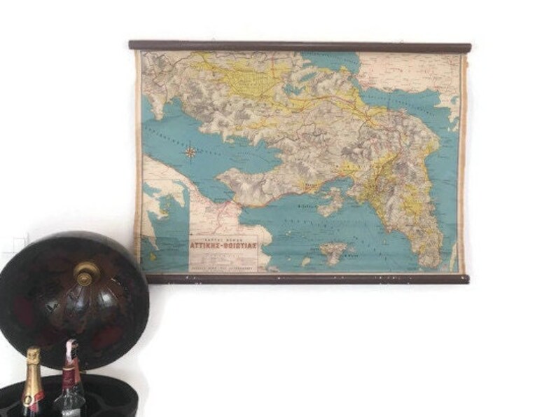 Vintage Map of Greece Attiki Chart Viotia Chart Rare Map - Etsy