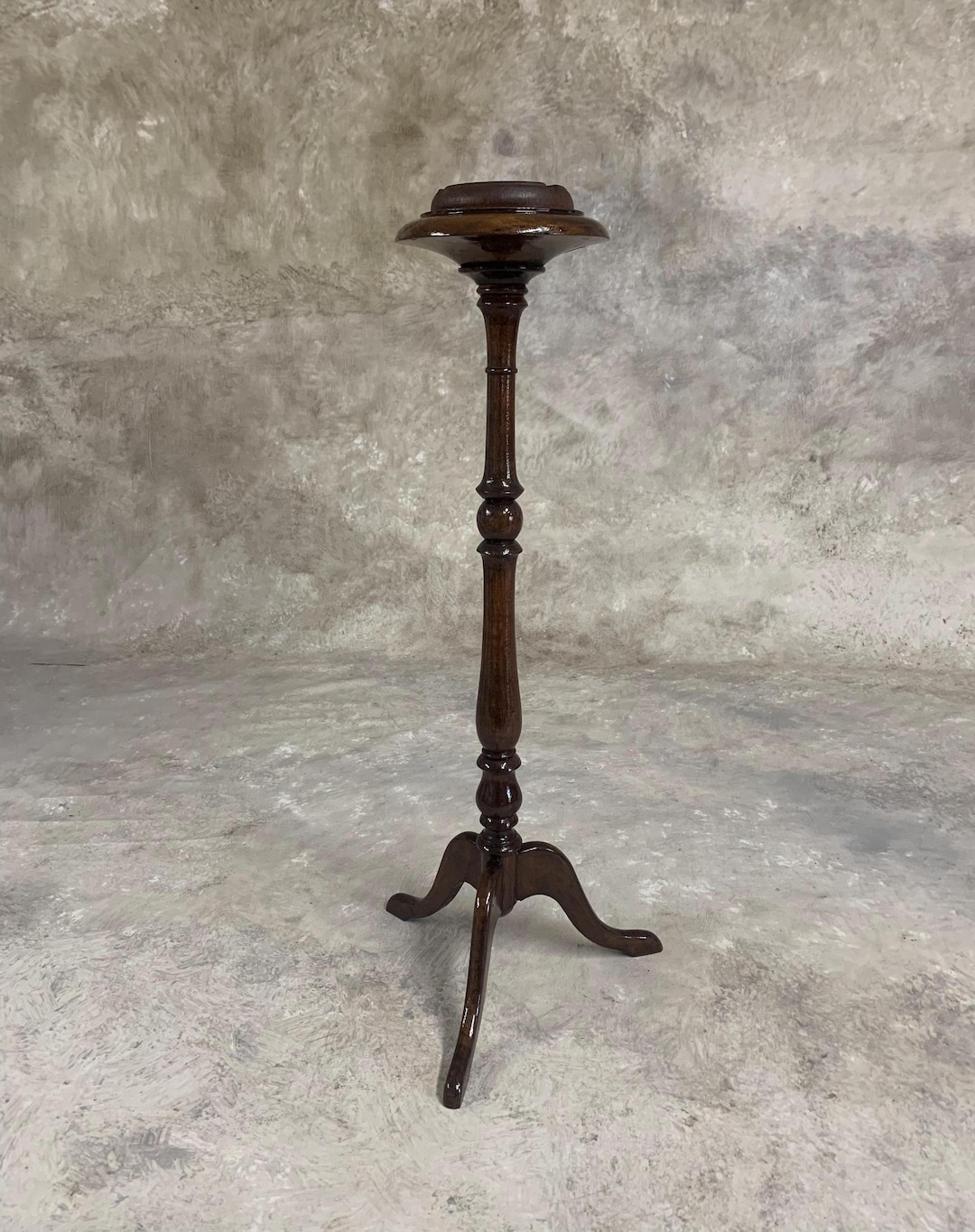 Vintage Wooden Ashtray Stand, Elegant 1960s Wood Pedestal Ashtray for ...