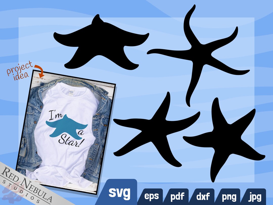 Starfish SVG Clipart Set 4 svg png dxf eps jpg pdf Vector Sea Star ...