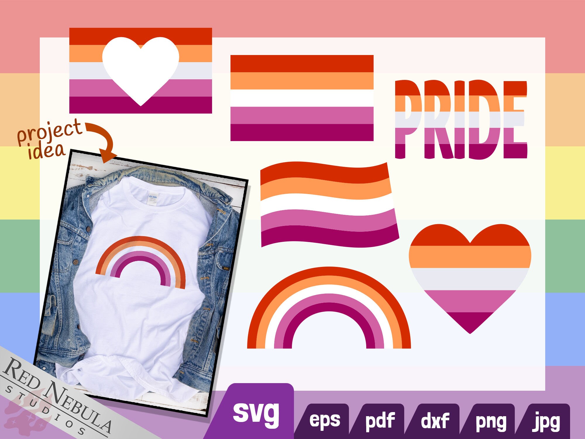 Lesbian Pride Downloadable Vector Pack Svg, Dxf, Eps, Pdf, Png, Jpg ...