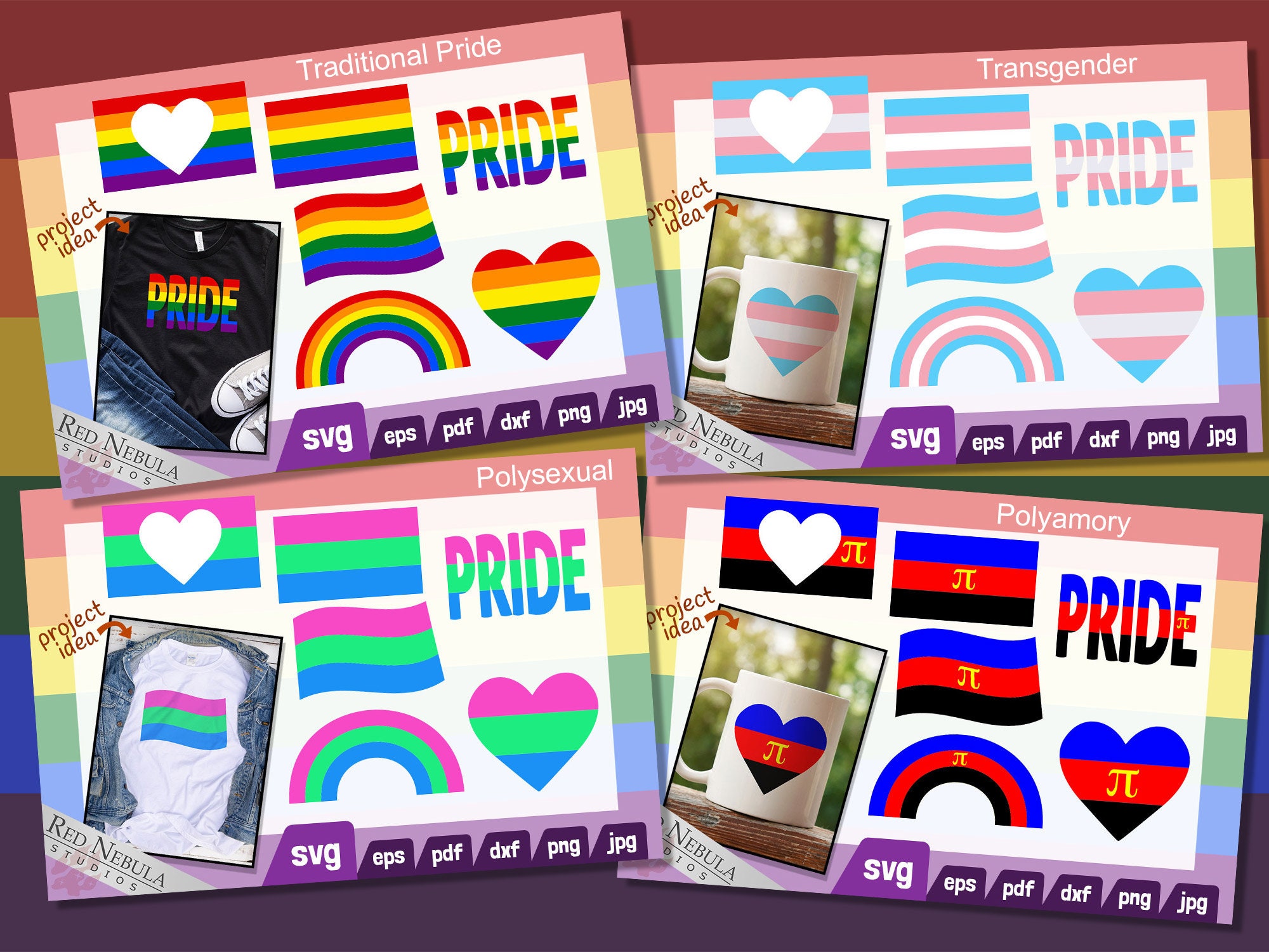 LGBTQ Pride Flag SVG Bundle 78 Designs, 13 Flags Svg, Dxf, Eps, Pdf ...