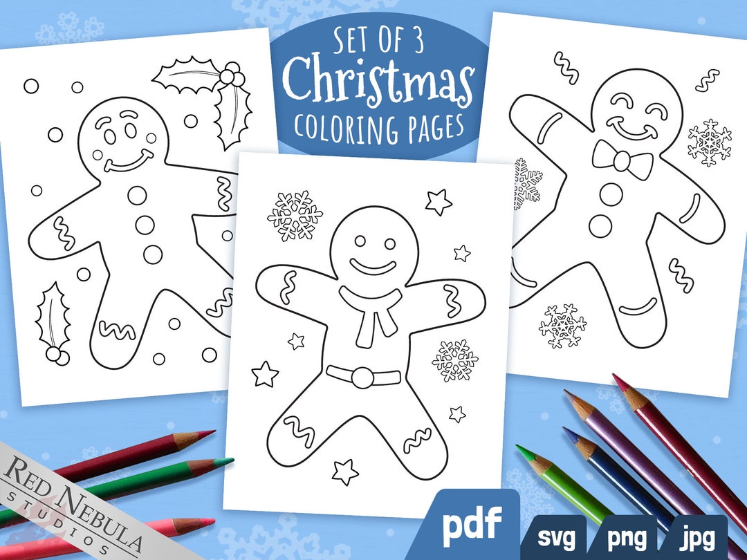 Gingerbread Man Coloring Pages Kids Christmas Activity Christmas/winter ...