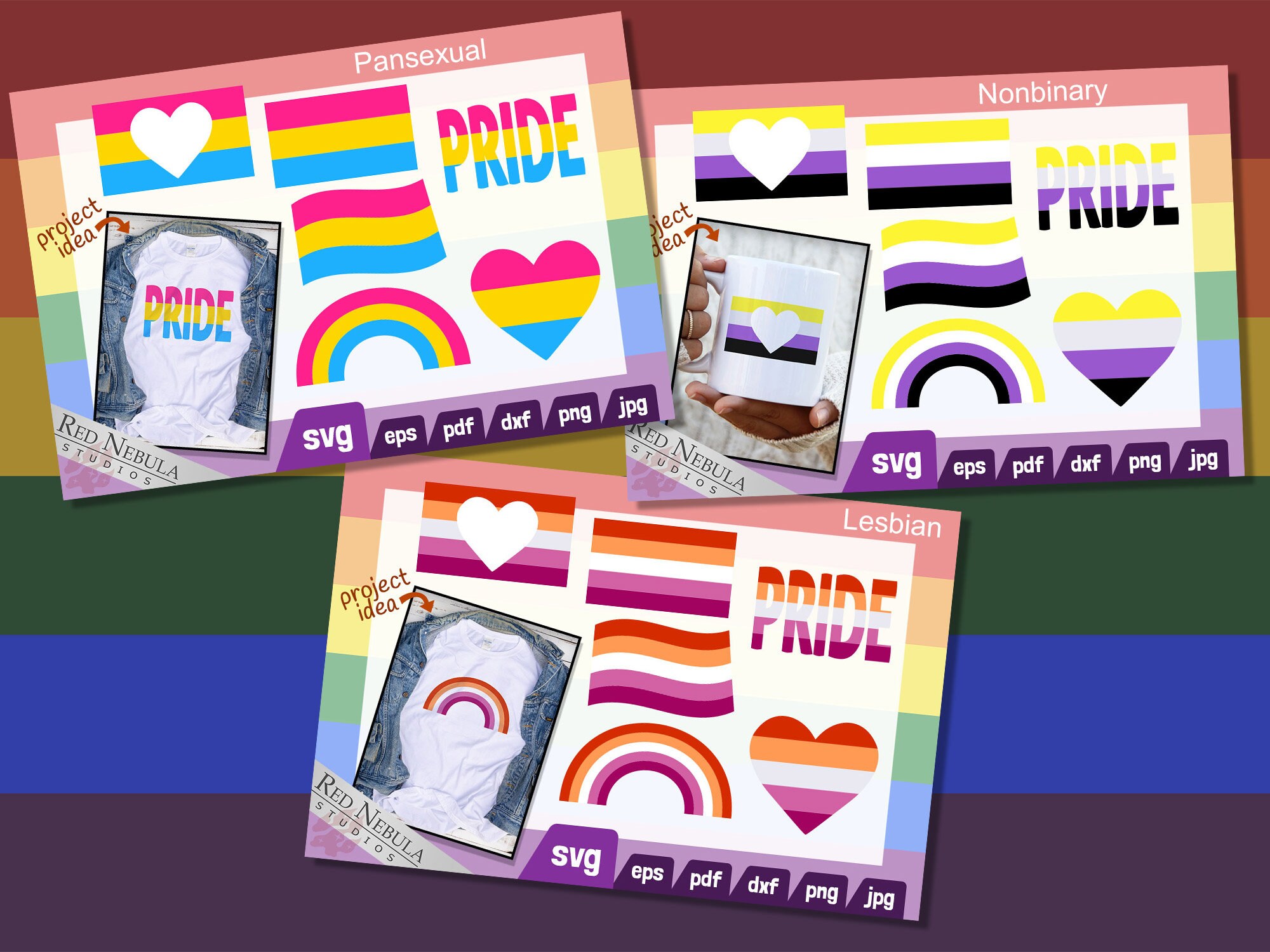 LGBTQ Pride Flag SVG Bundle 78 Designs, 13 Flags Svg, Dxf, Eps, Pdf ...