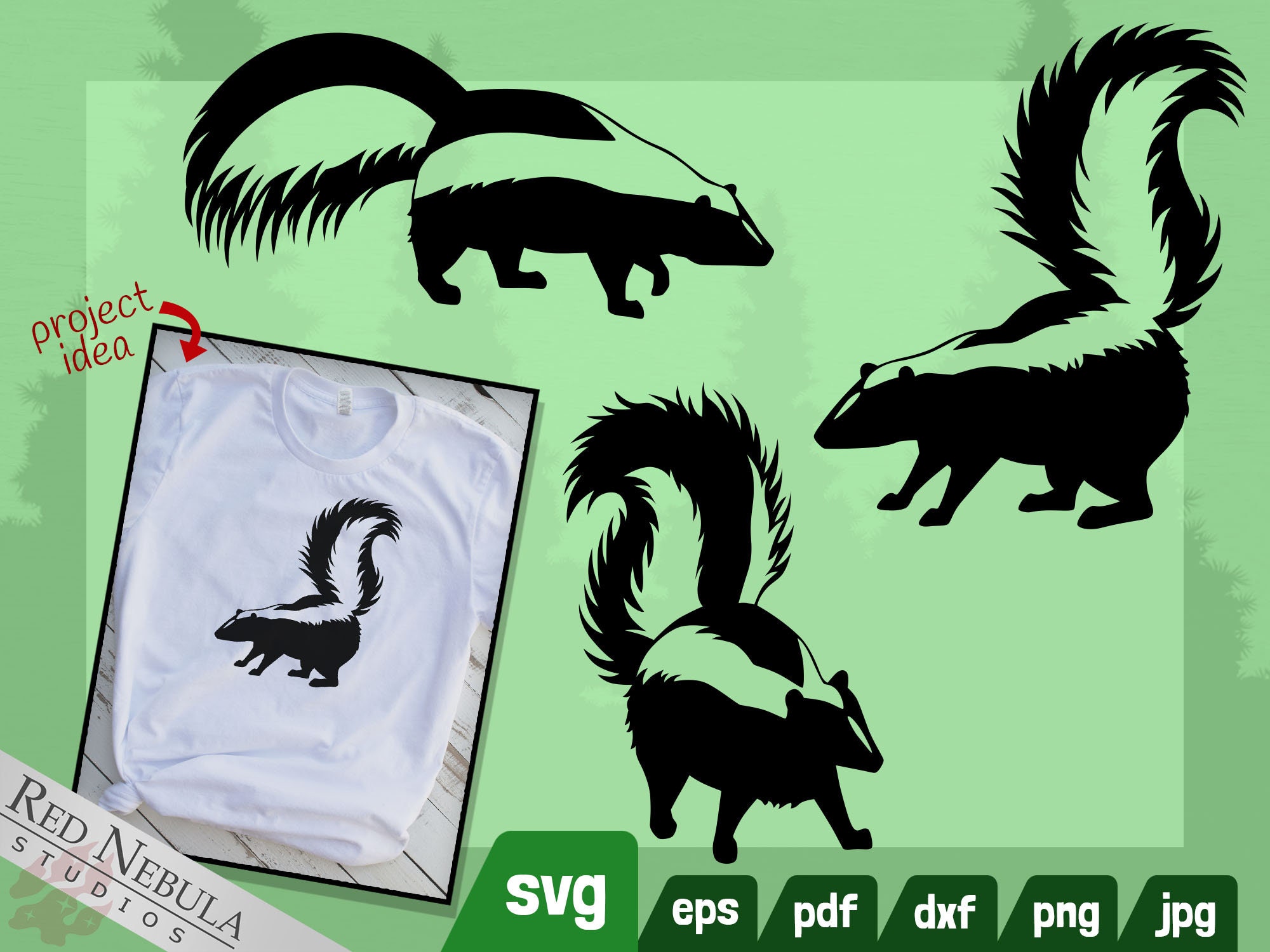 Striped Skunk SVG Clipart Set 3 Svg Png Dxf Eps Jpg - Etsy