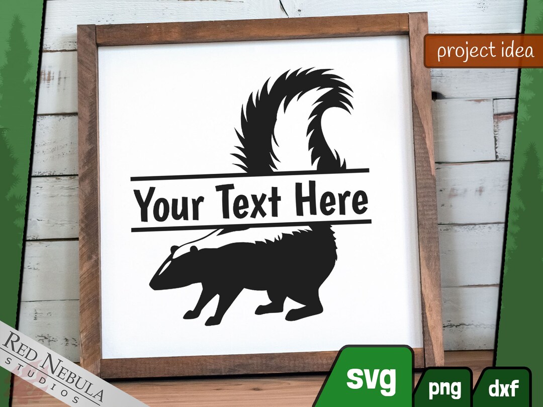 Skunk Woodland Split Monogram SVG, PNG, & DXF Animal Design With Blank ...