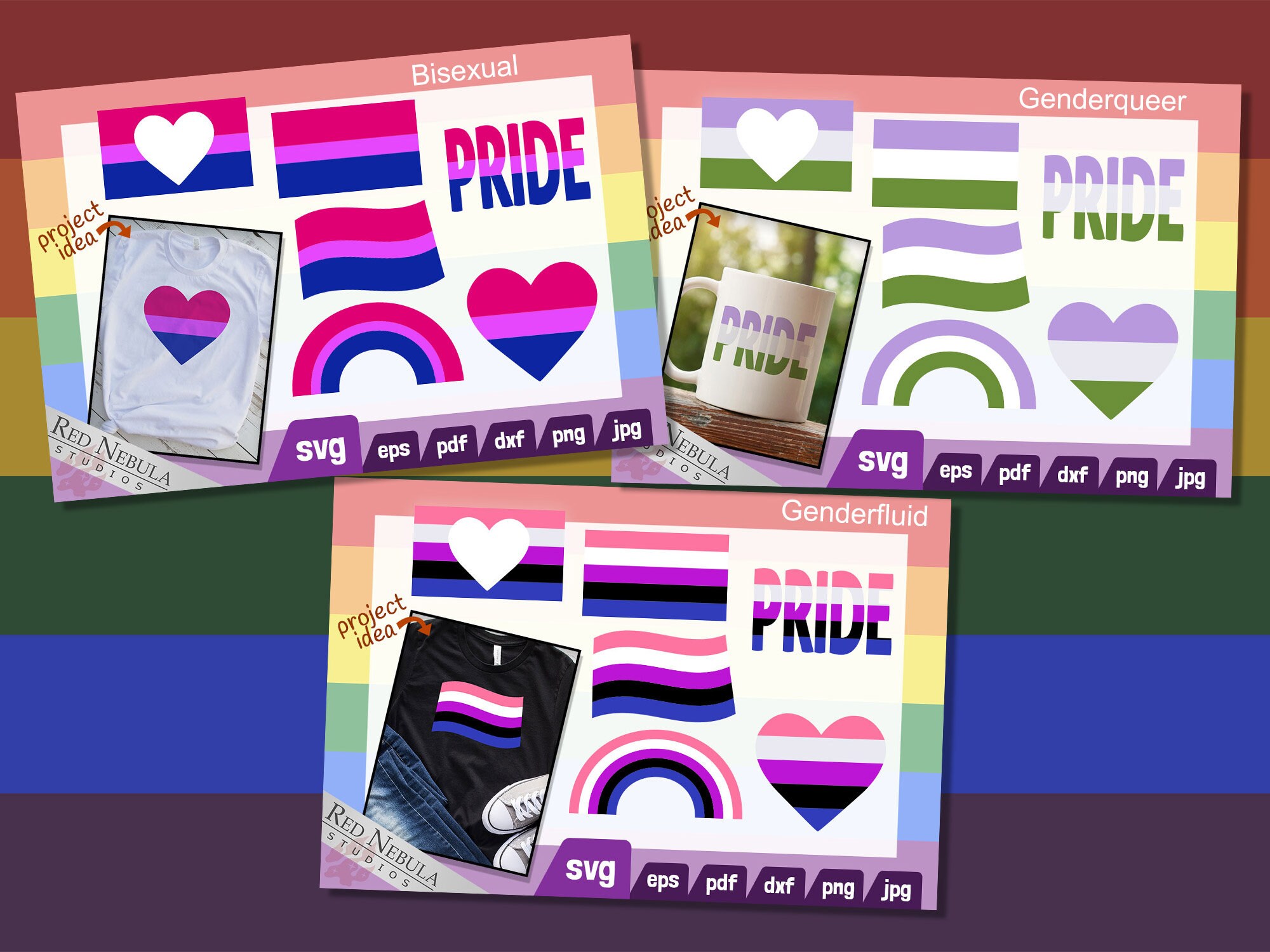 LGBTQ Pride Flag SVG Bundle 78 Designs, 13 Flags Svg, Dxf, Eps, Pdf ...