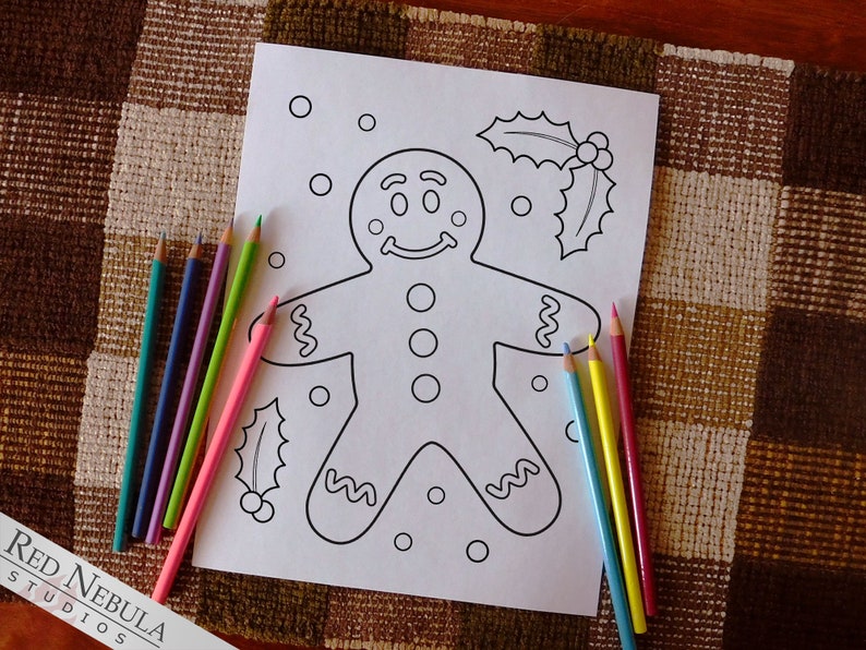 Gingerbread Man Coloring Pages Kids Christmas Activity Christmas/winter ...