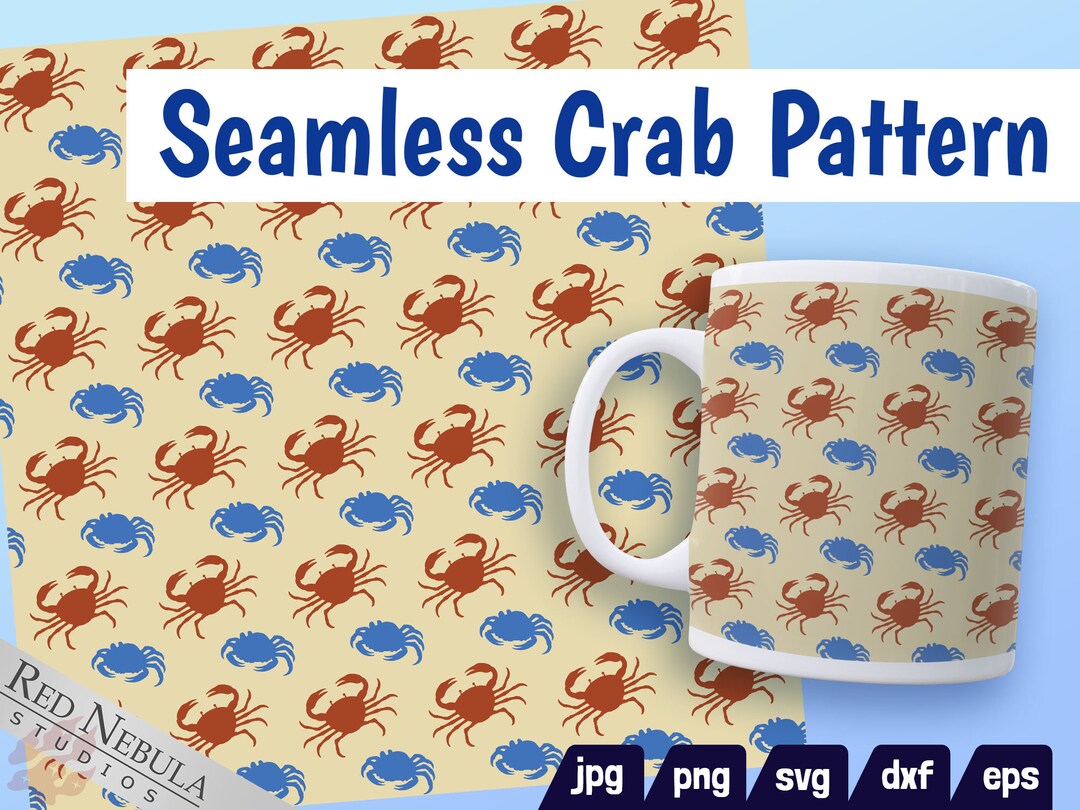 Crab Seamless Pattern Sandy Beach Digital Paper Ocean/sea Animal Series ...