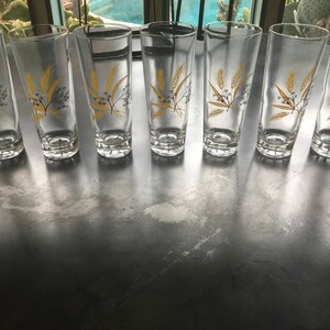 Vintage Drinking Glasses, Clear With Yellow and Brown Wheat Pattern - Etsy