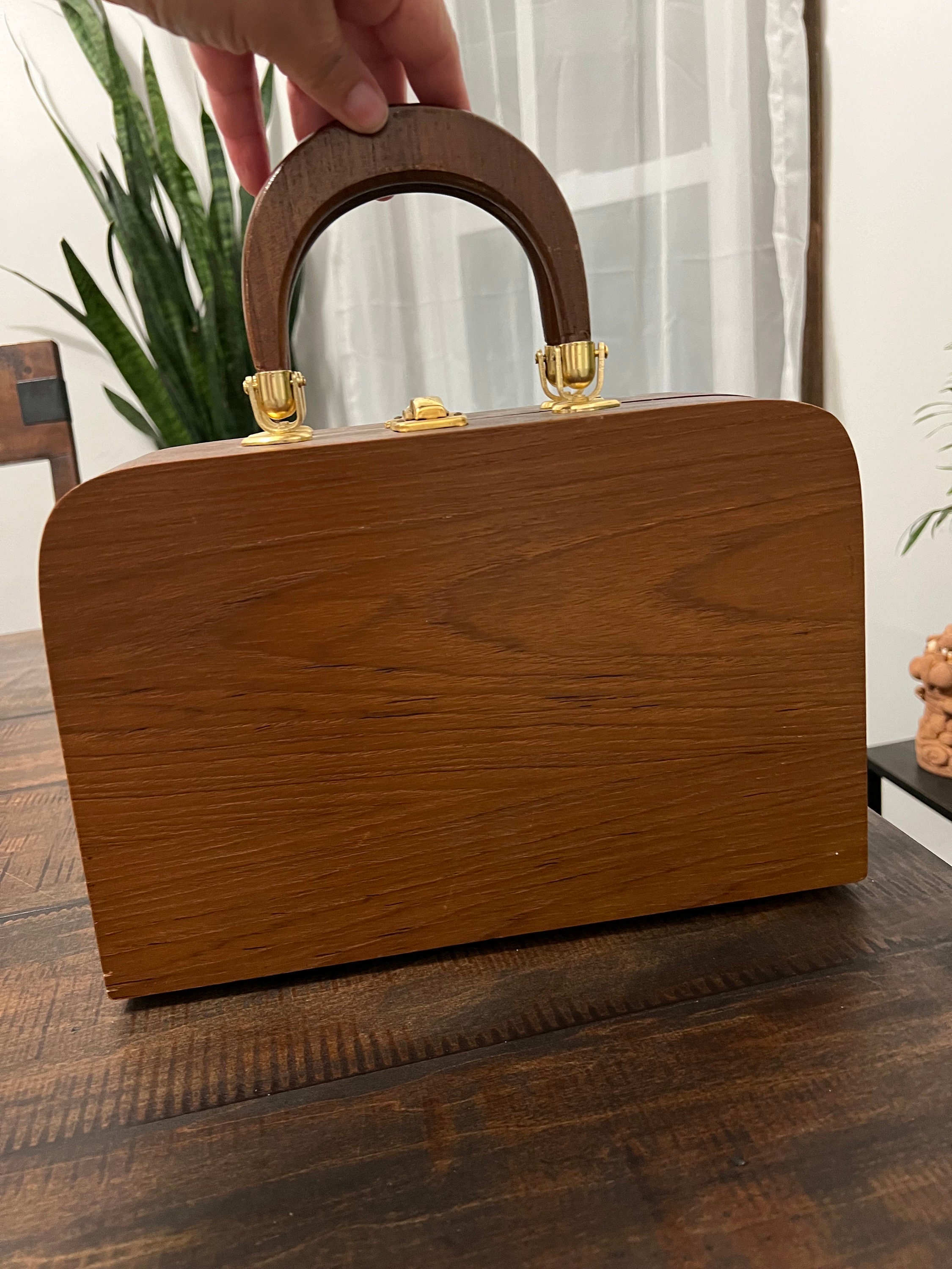 Vintage Embroidered Floral Wooden Box Purse - Etsy