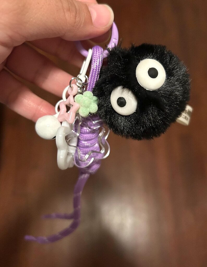 Soot Sprite INSPIRED Small Black Puff Ball Keychain Pom Pom Bag ...