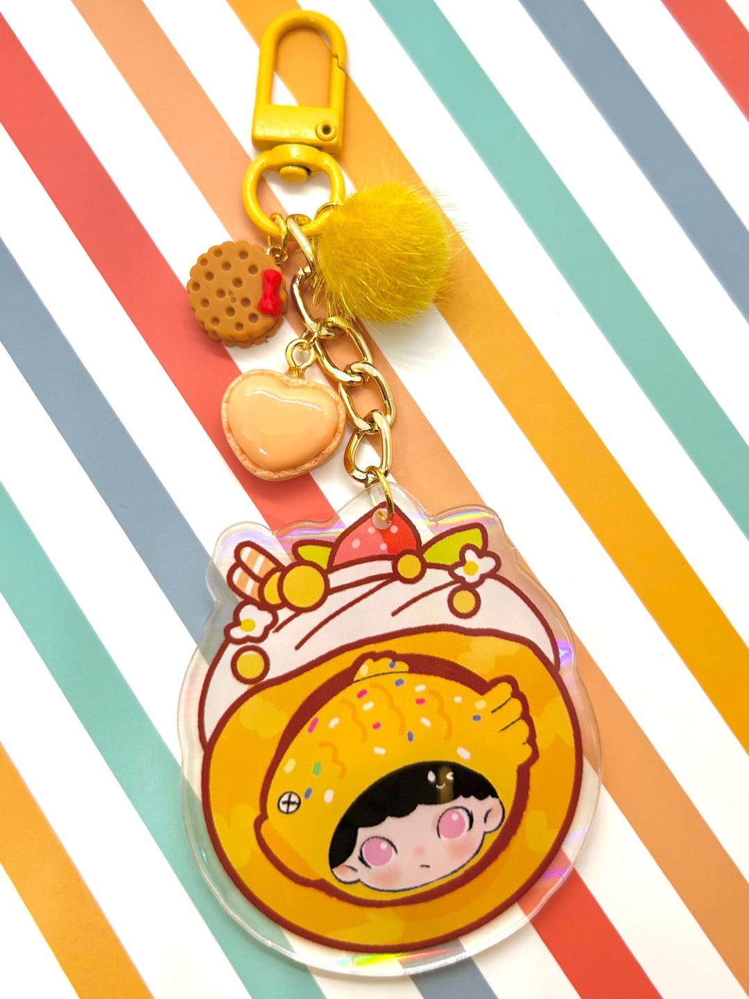Dimoo Inspired Acrylic Charm Keychains Food Themed Cute Popmart Jewelry ...