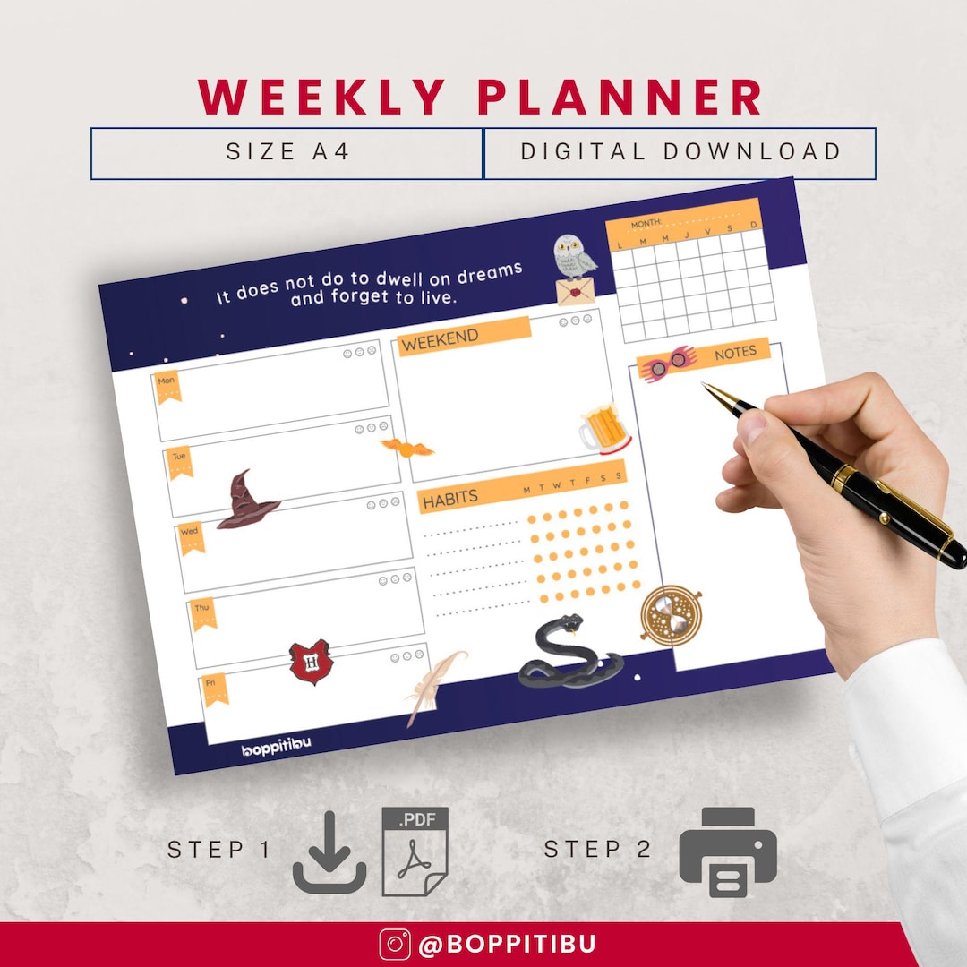 WEEKLY PLANNER HARRY POTTER A4 - Etsy