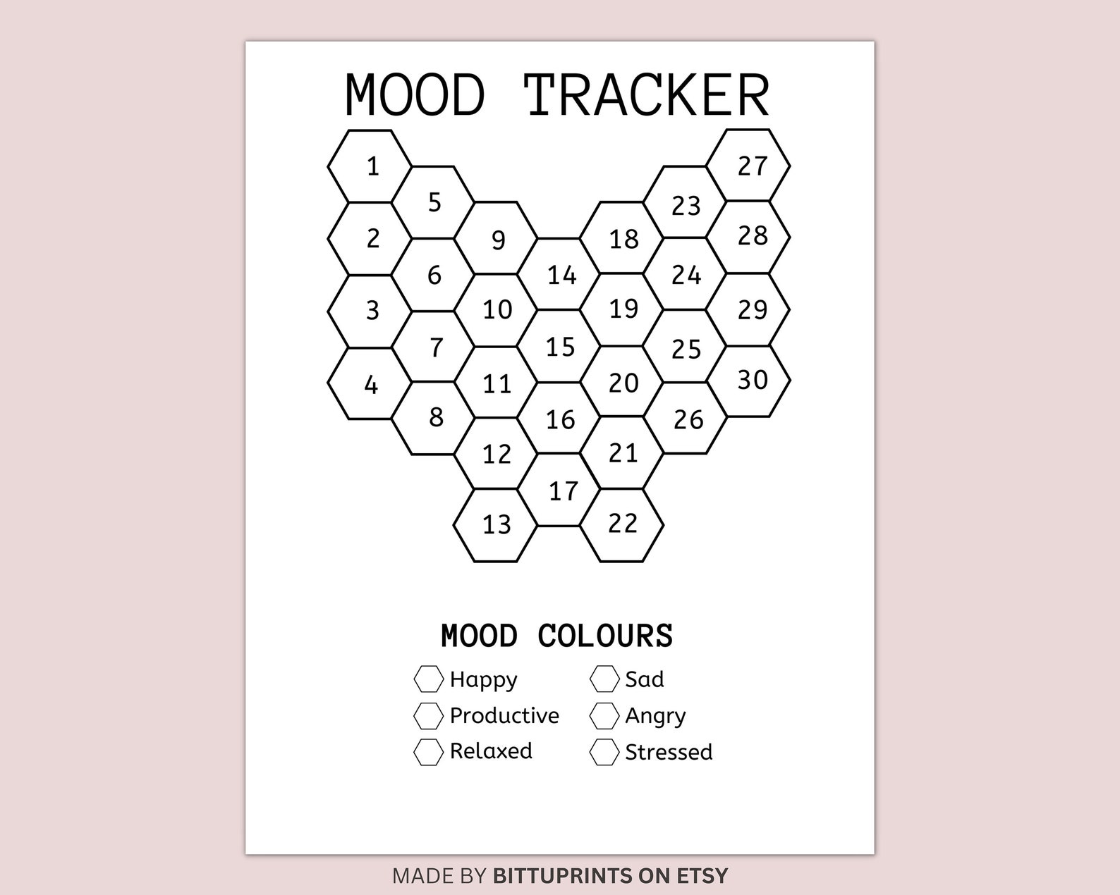 Mood Tracker Printable Mood Chart Journal Bullet Journal - Etsy