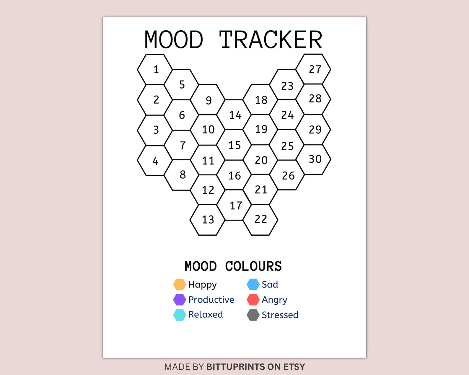 Mood Tracker Printable Mood Chart Journal Bullet Journal - Etsy