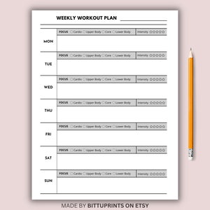 Workout Tracker Printable Daily Exercise Planner Weekly Workout Tracker ...