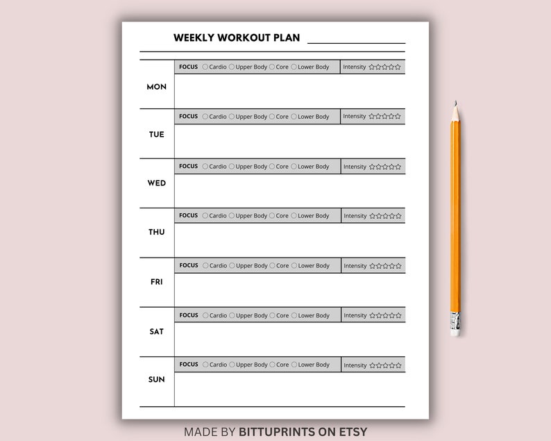 Workout Tracker Printable Daily Exercise Planner Weekly Workout Tracker ...