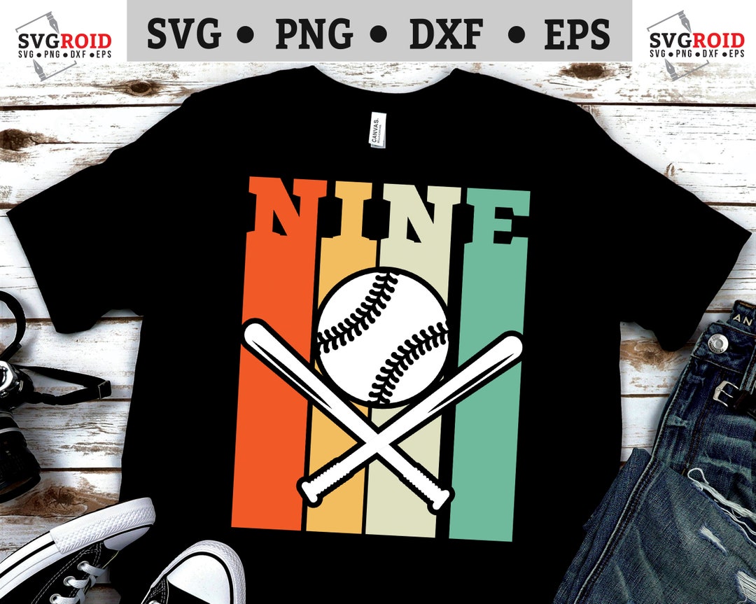Retro Baseball 9th Birthday SVG: Bats Silhouette Art (digital Download ...