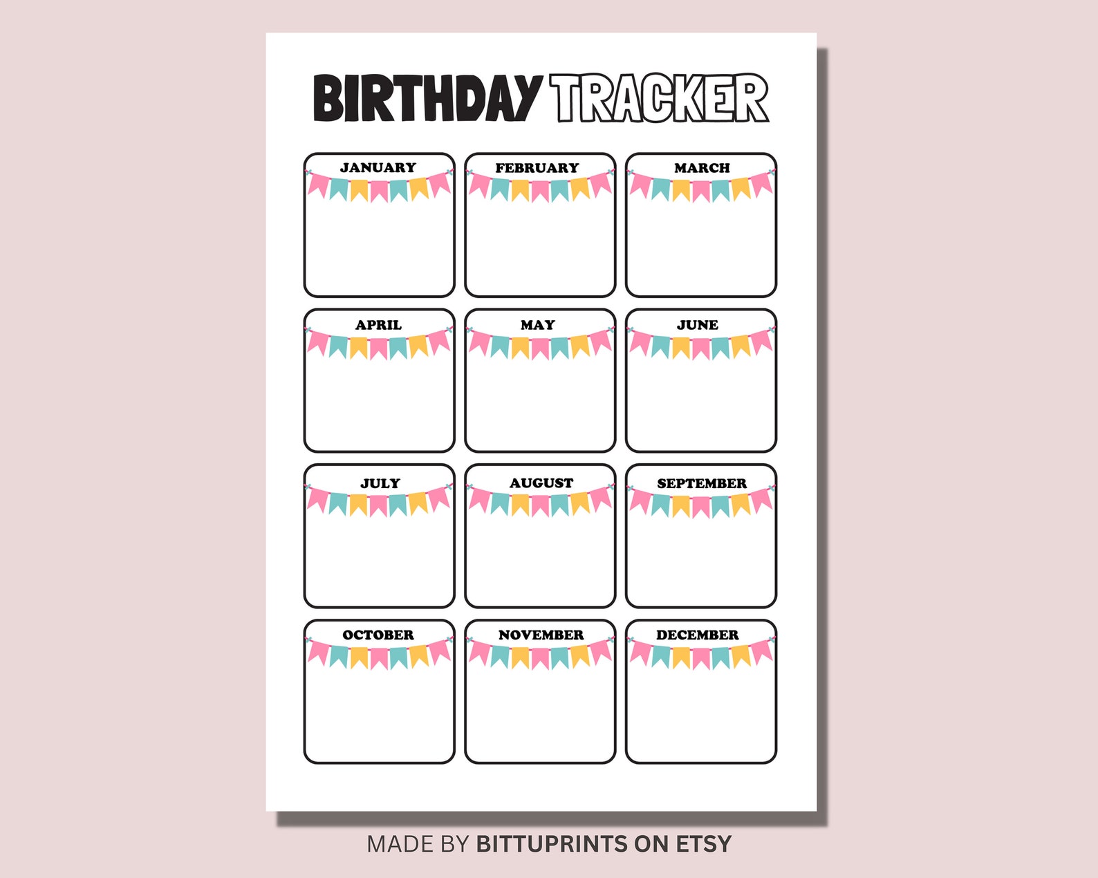 Birthday Tracker Printable Template Birthday Planner Printable PDF ...