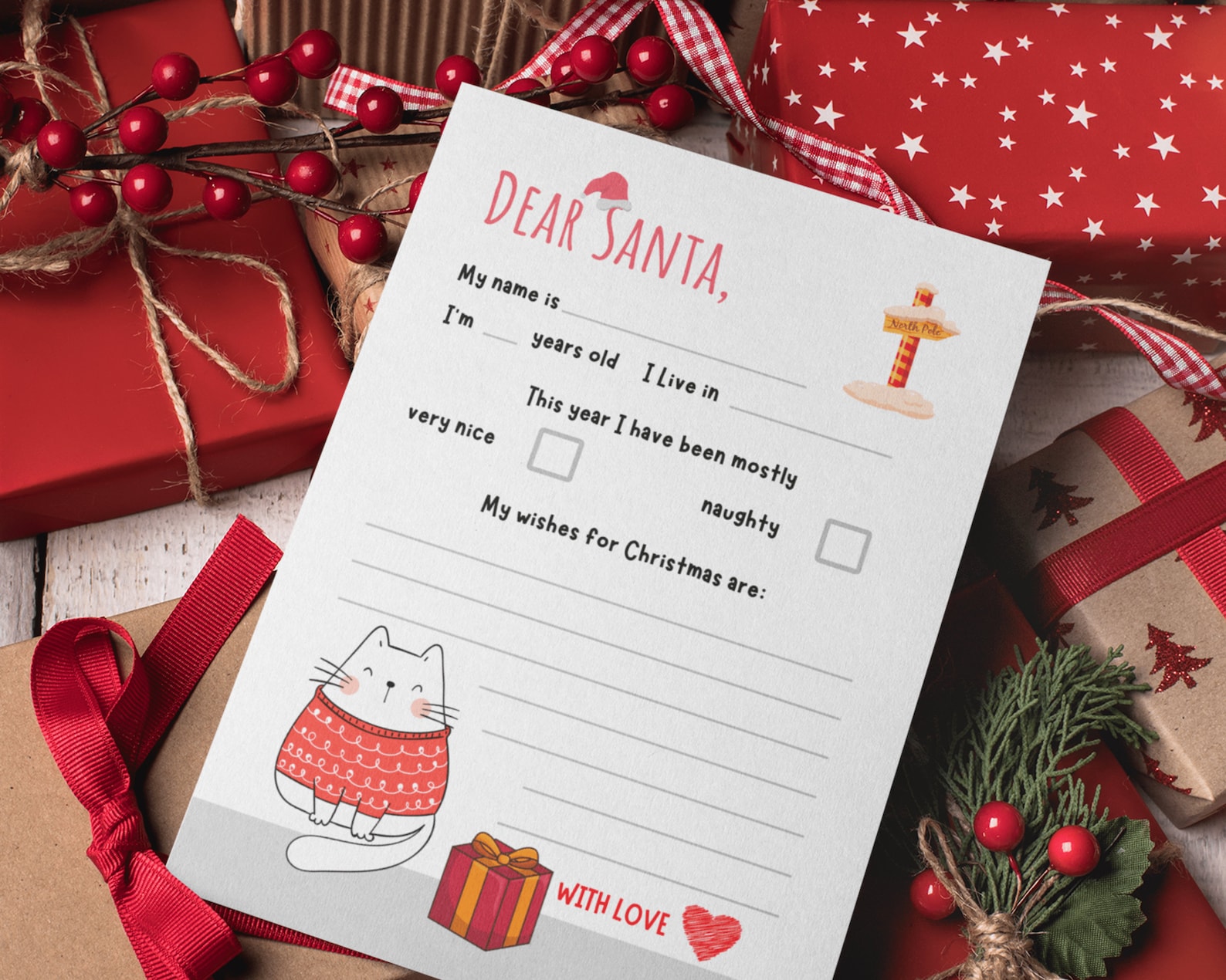 Letter to Santa Printable Dear Santa Letters Christmas - Etsy