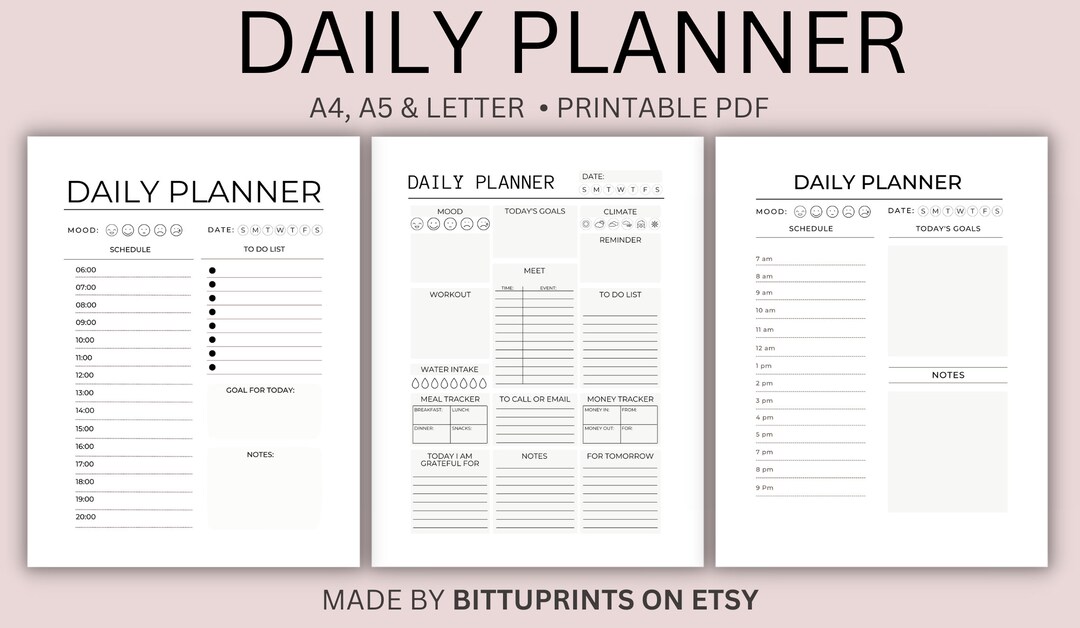 Daily Planner Printable Planner Planner Set Planner - Etsy