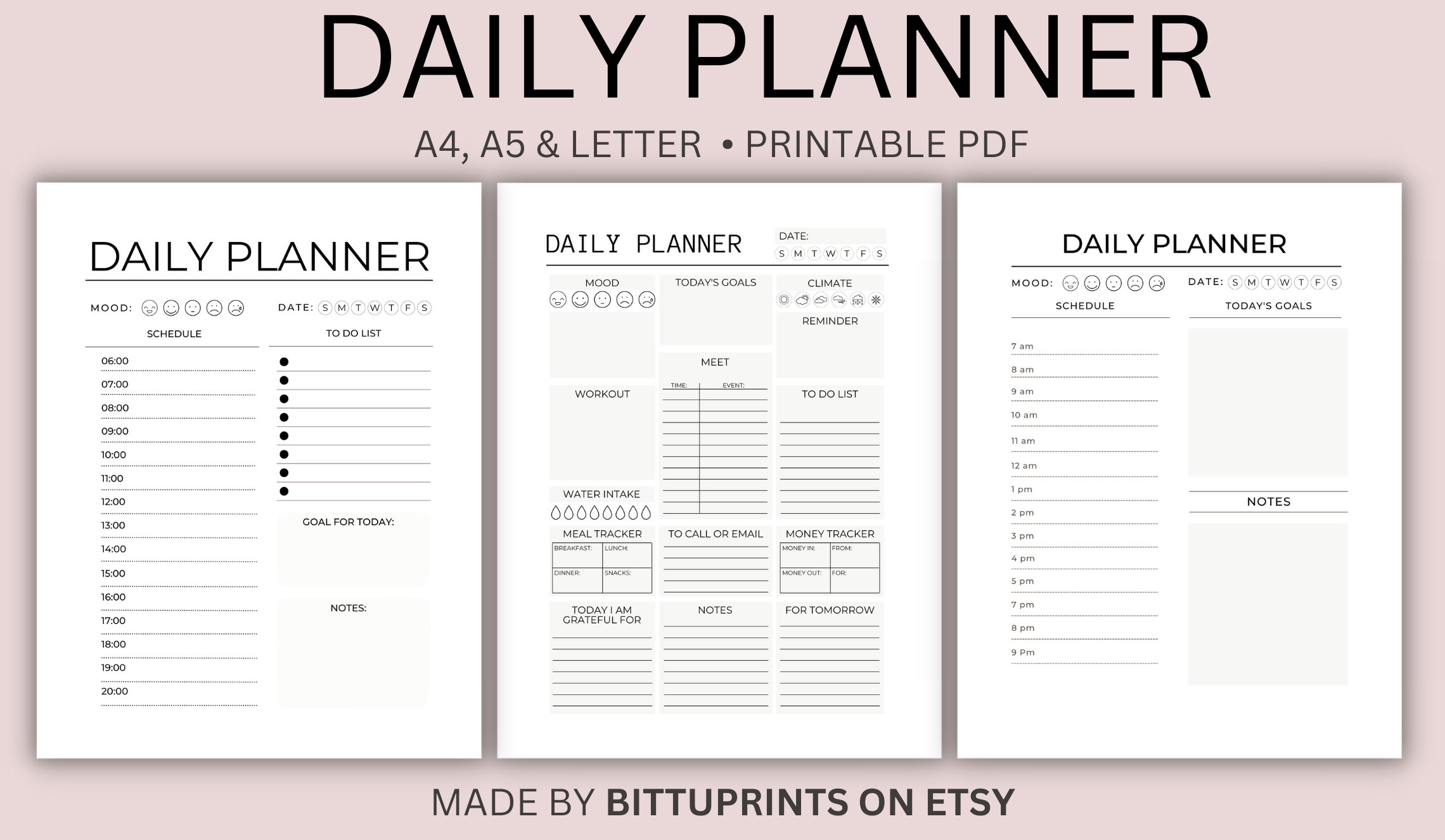 Daily Planner Printable Planner Planner Set Planner - Etsy