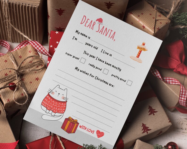 Letter to Santa Printable Dear Santa Letters Christmas - Etsy