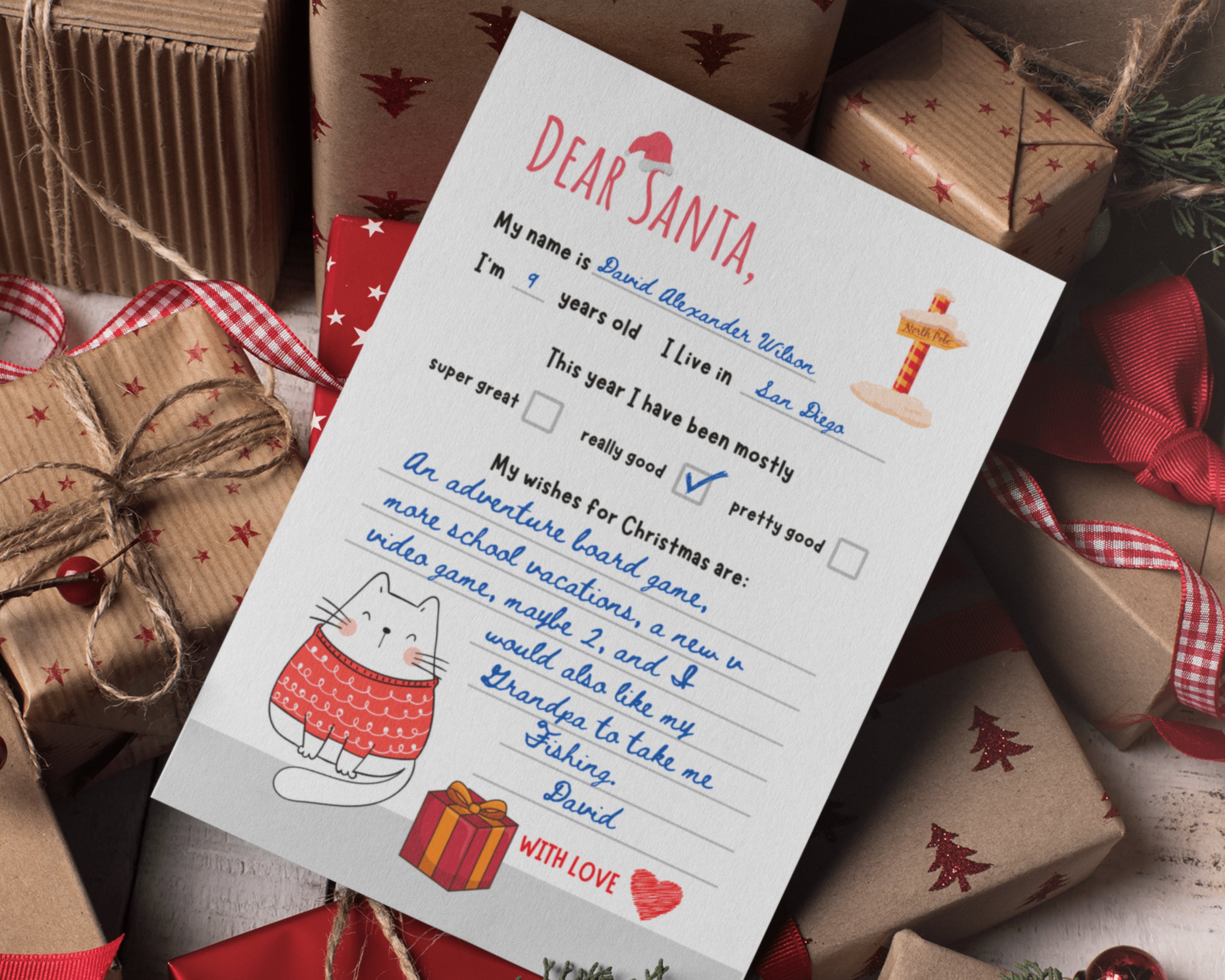 Letter to Santa Printable Dear Santa Letters Christmas - Etsy
