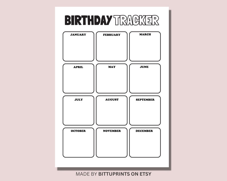 Birthday Tracker Printable Template Birthday Planner Printable PDF ...