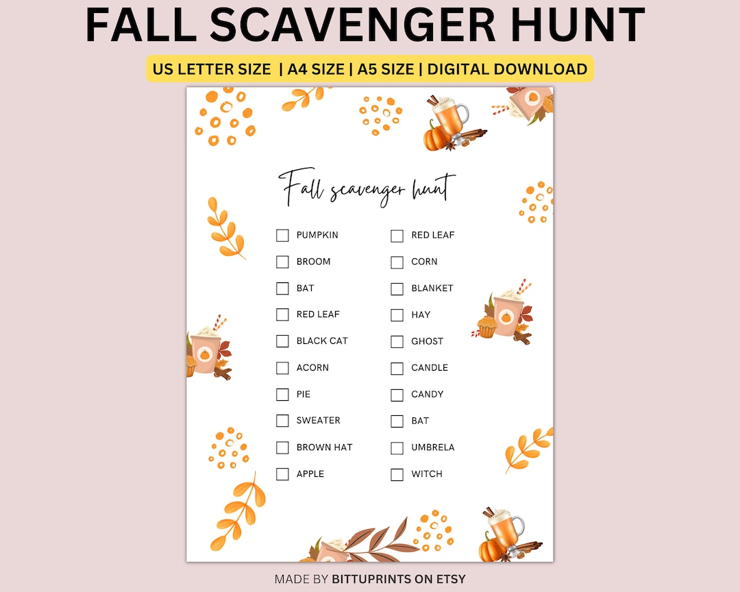 Fall Scavenger Hunt Printable Fall Scavenger Hunt for Kids Fall Outdoor ...