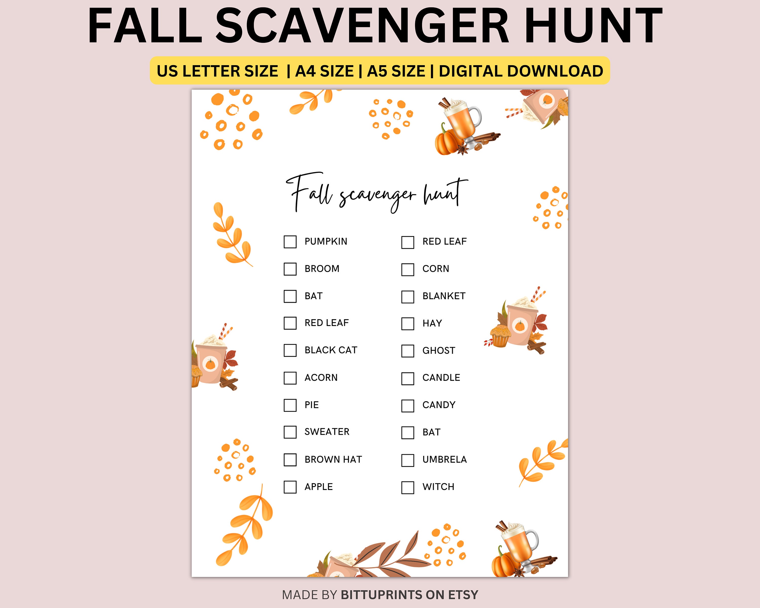 Fall Scavenger Hunt Printable Fall Scavenger Hunt for Kids Fall Outdoor ...