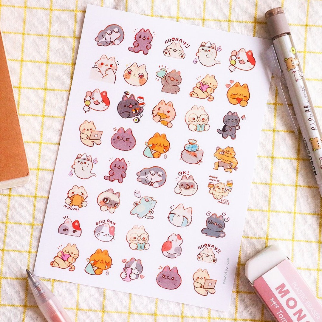 Cat Emotes - A6 Vinyl Sticker Sheet - Etsy