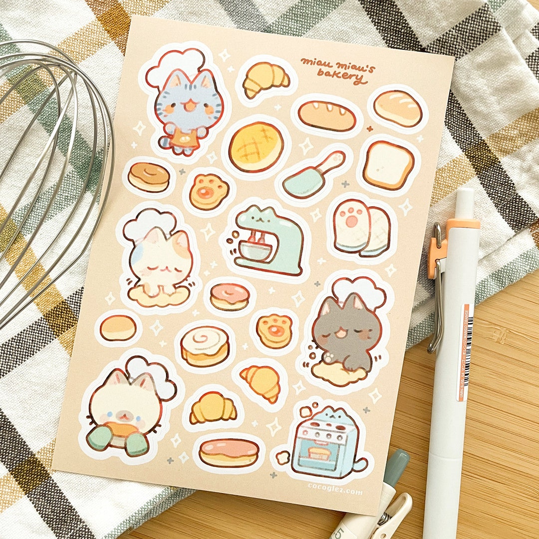 Meow Meow's Bakery - A6 Vinyl Sticker Sheet - Etsy