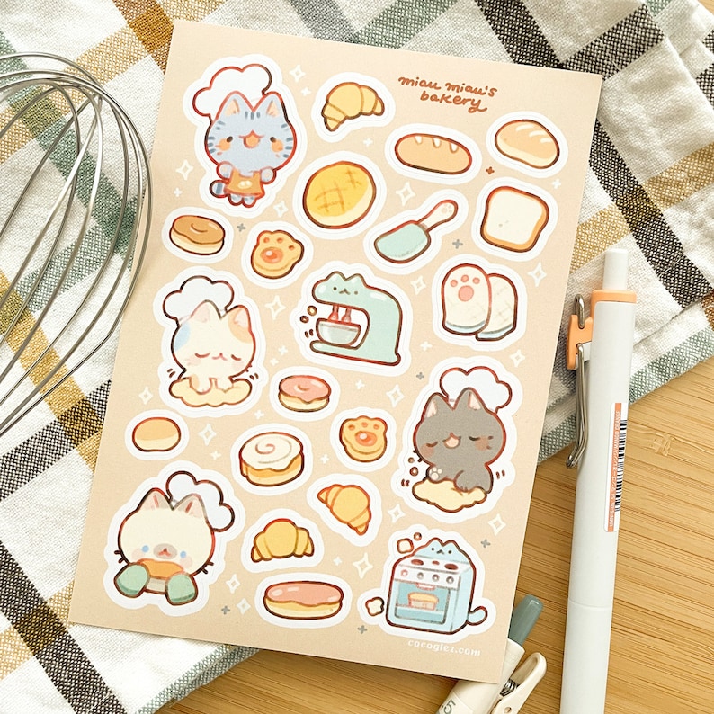 Meow Meow's Bakery - A6 Vinyl Sticker Sheet - Etsy