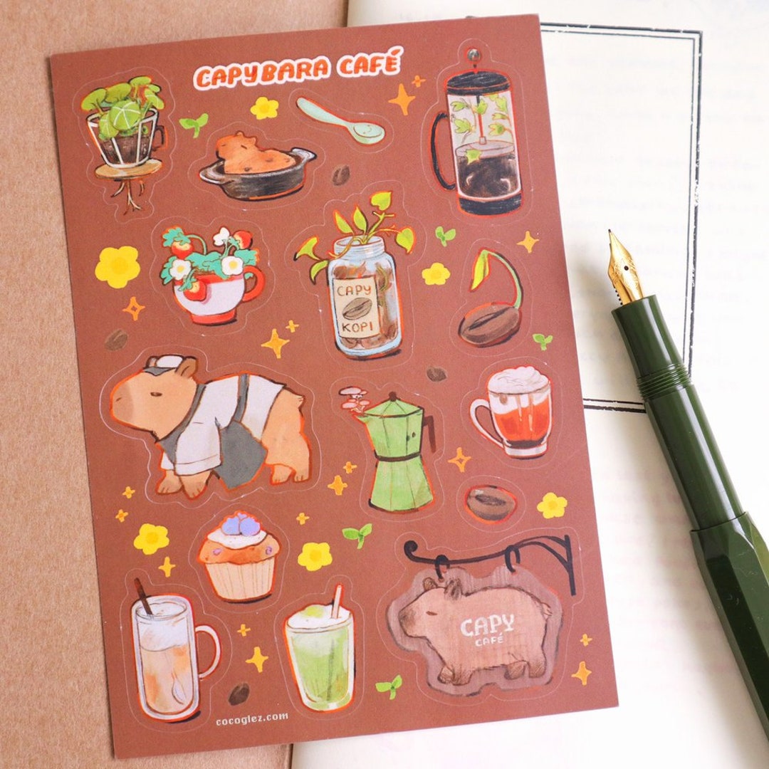 Capybara Barista - A6 Vinyl Sticker Sheet - Etsy