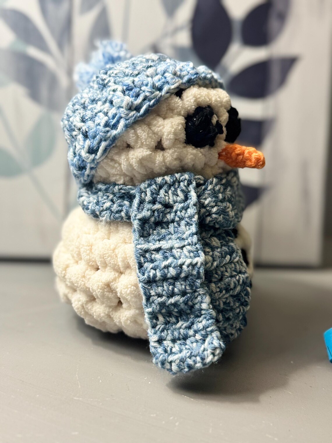 6” Holiday Snowman Plush Decor With Light Blue Scarf and Hat - Etsy