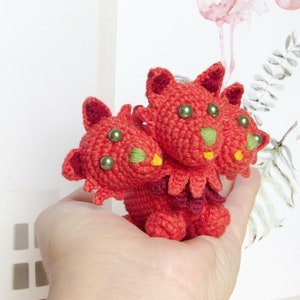 Red Cerberus Plush, Custom Plush Toy, Cerberus Cute, Cerberus Miniature ...