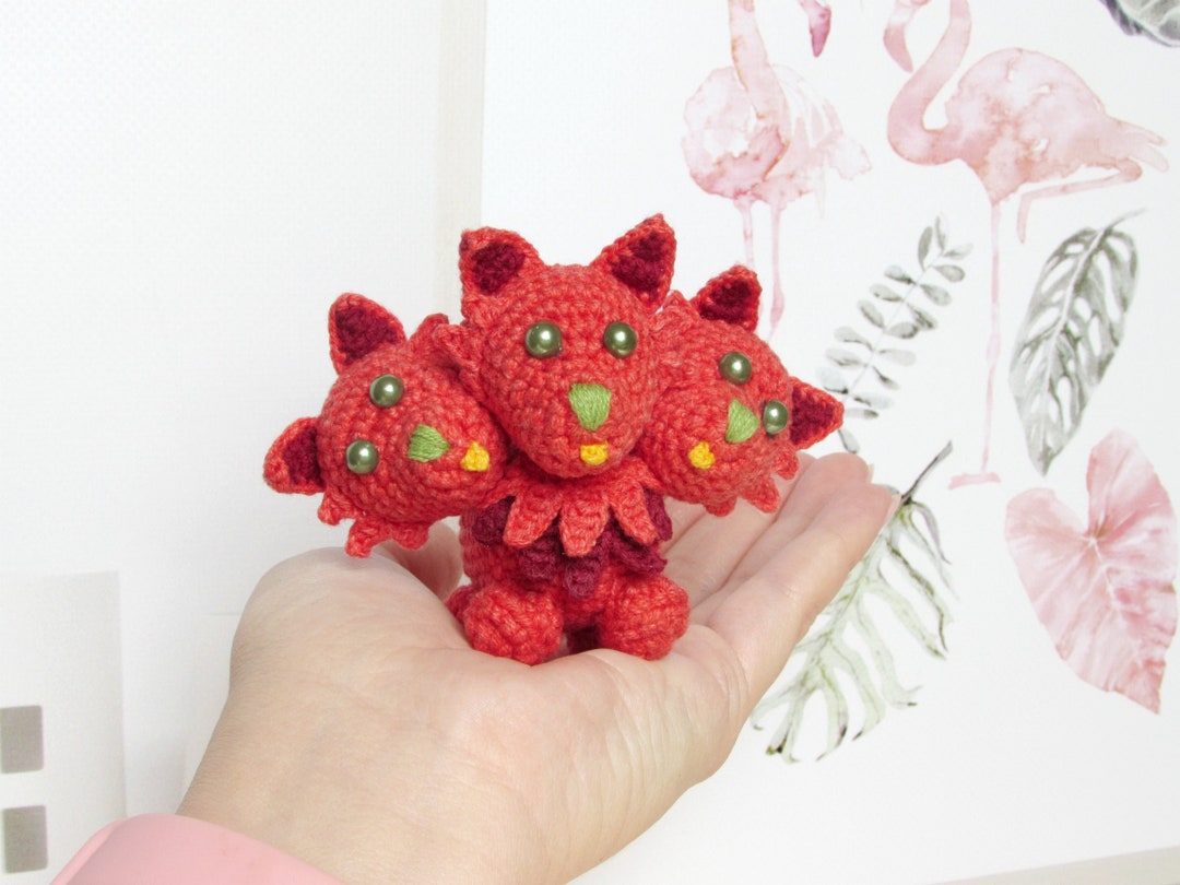 Red Cerberus Plush, Custom Plush Toy, Cerberus Cute, Cerberus Miniature ...