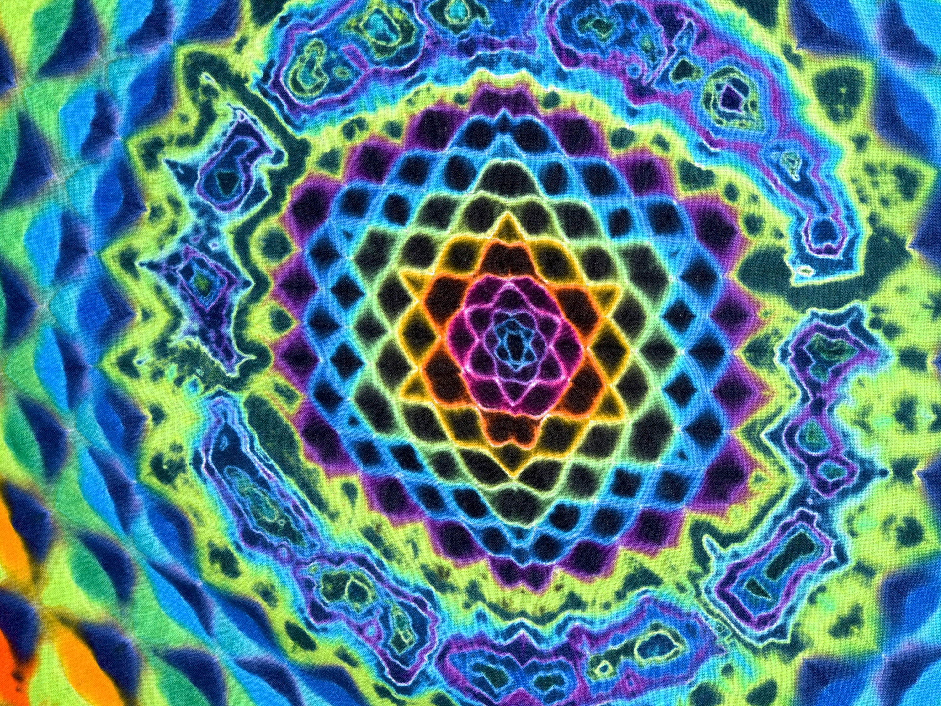 80"x80" XL Tie Dye Tapestry W/ Tie Loops - “SG12 the Cosmic Gate” by ...