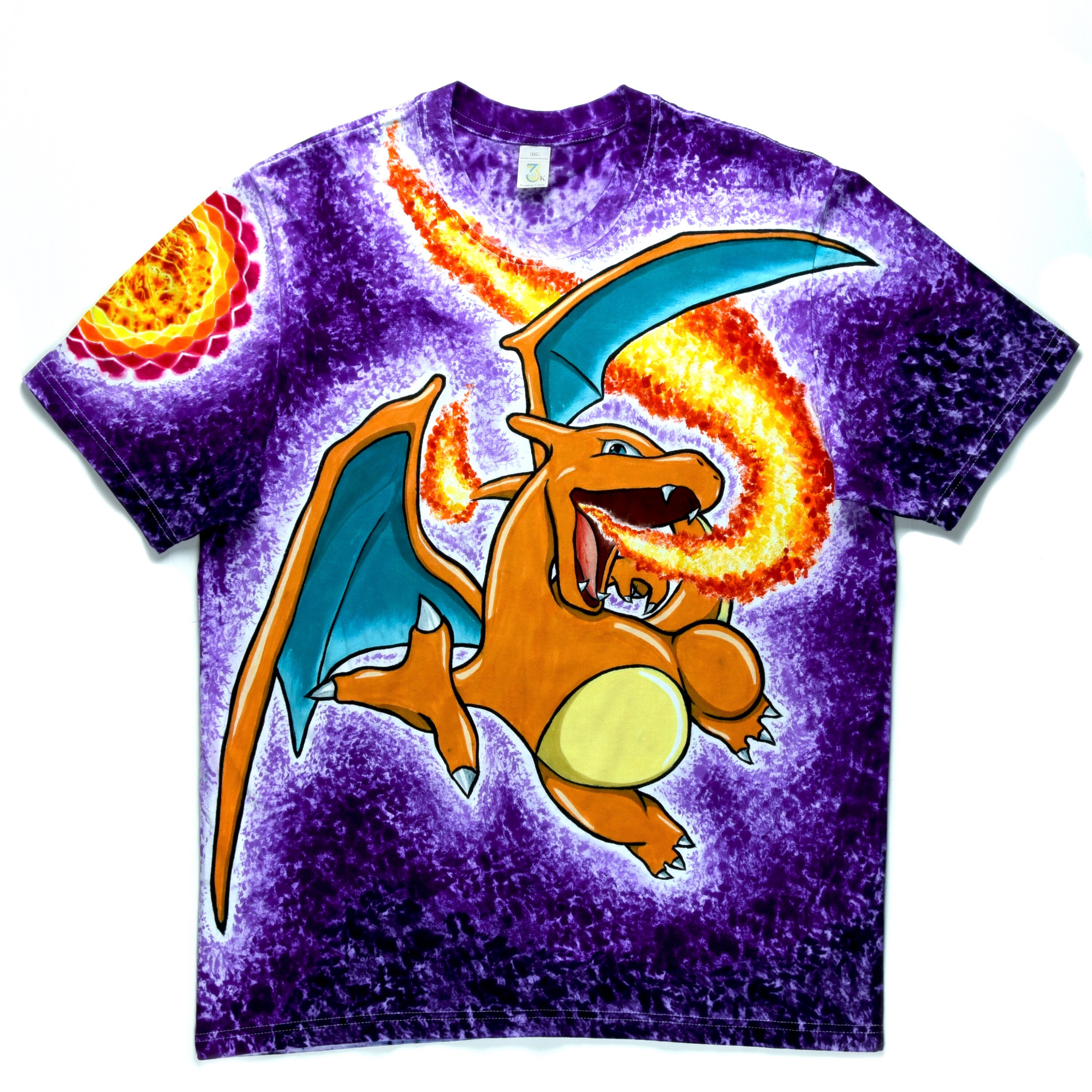 XL Artistic Pokemon Charizard Tie Dye Short Sleeve Shirt by Diego Rambo ...
