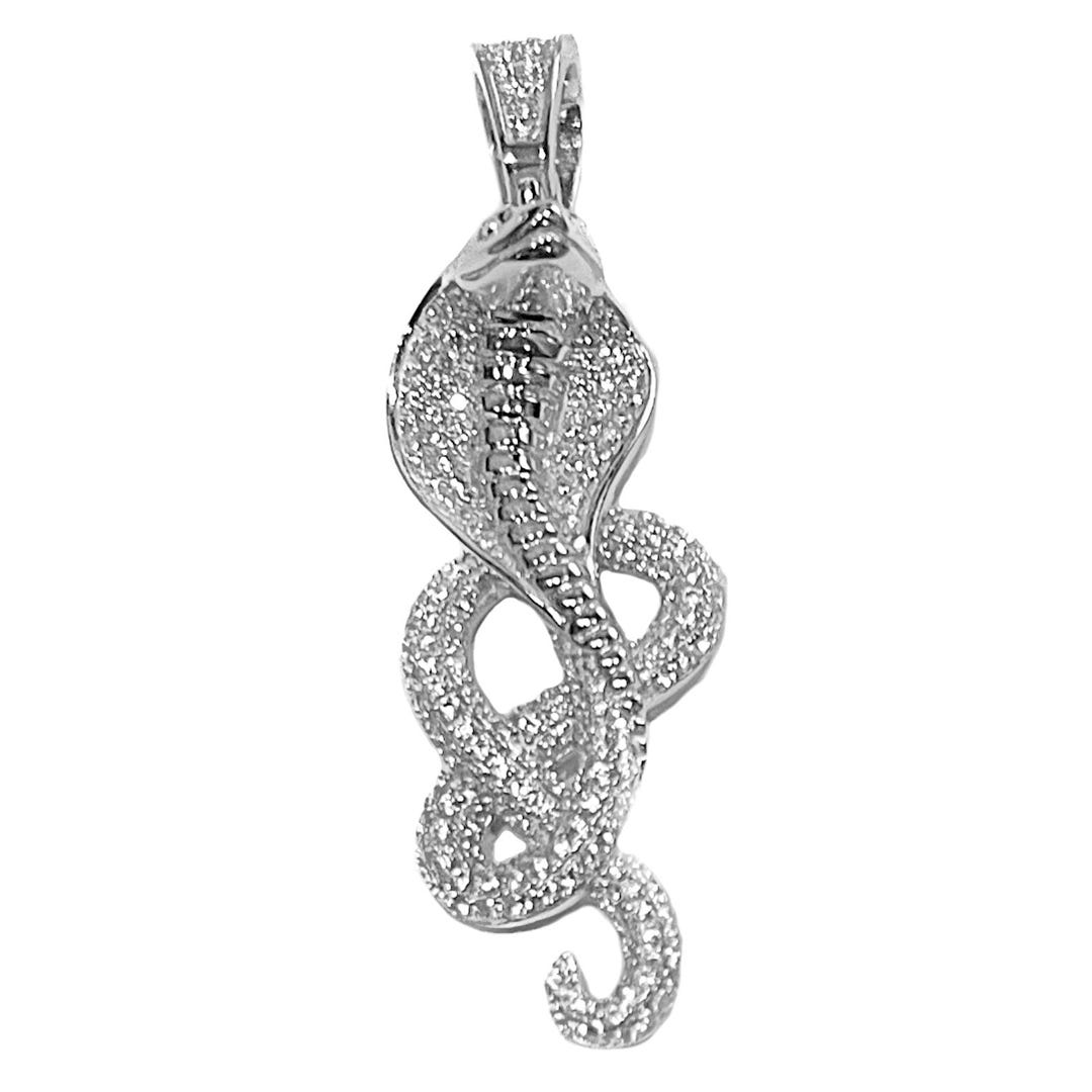 Real Solid 925 Sterling Silver King Cobra Snake Serpent Iced CZ Flooded ...