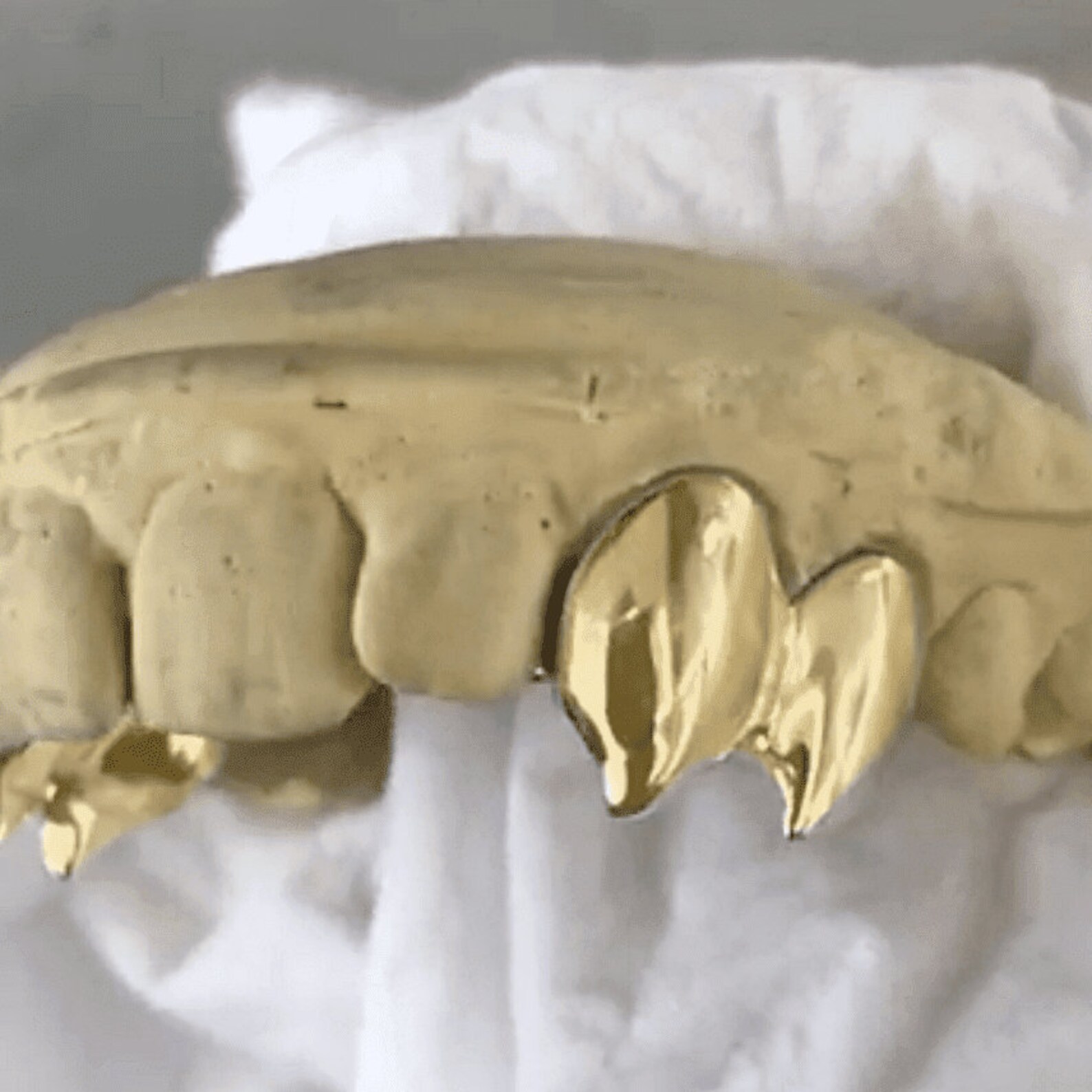 Solid 10K Gold or 14K Gold Custom Fang Grillz Set Double Fangs - Etsy