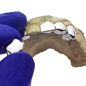 Solid 925 Sterling Silver Custom Teeth Grillz Permanent Look Single ...