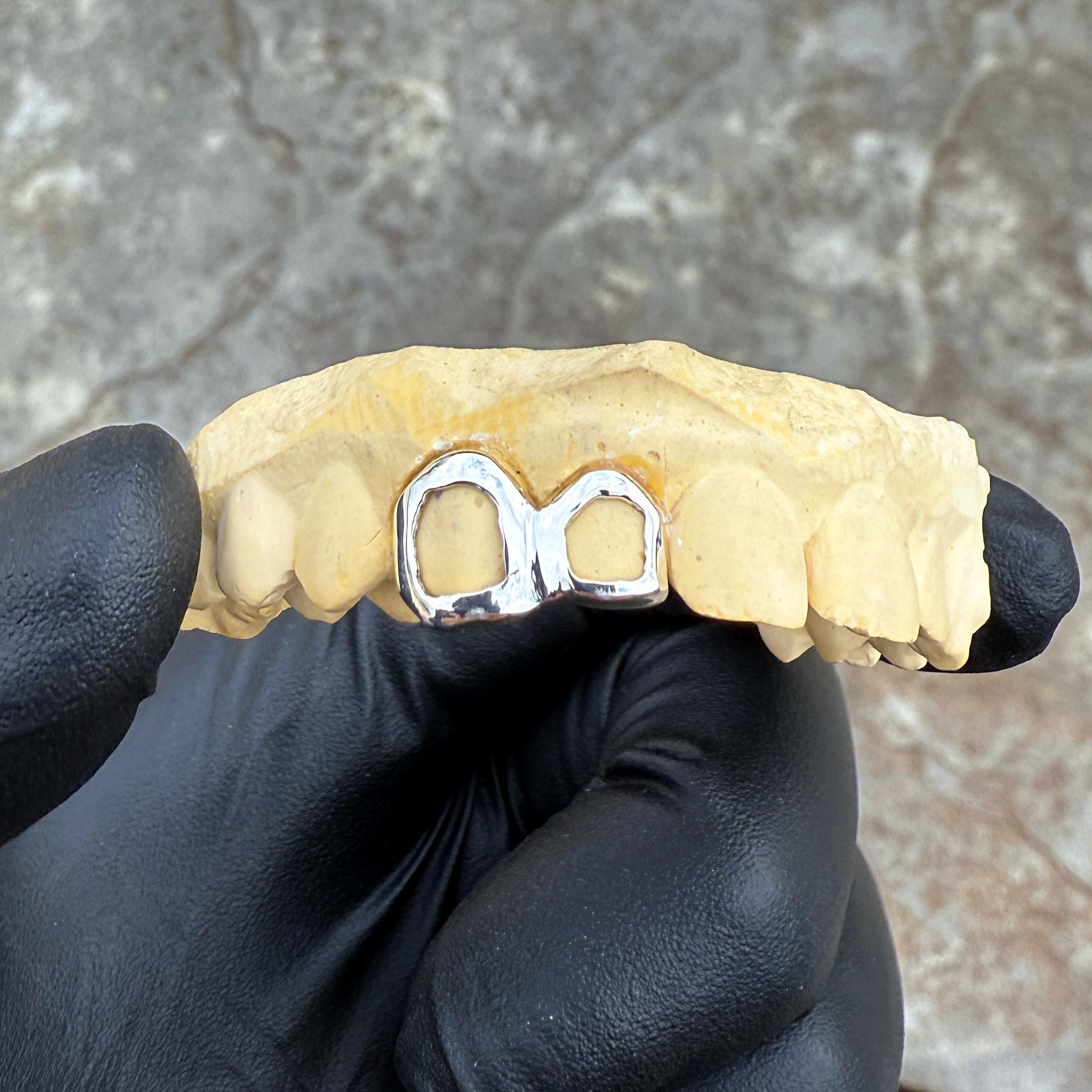 Real Solid 925 Sterling Silver Custom Grillz Double Caps Open Face ...