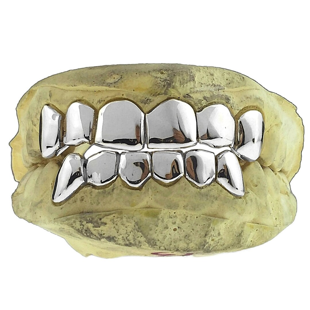 Solid 925 Sterling Silver Custom Teeth Grillz Permanent Look Single ...