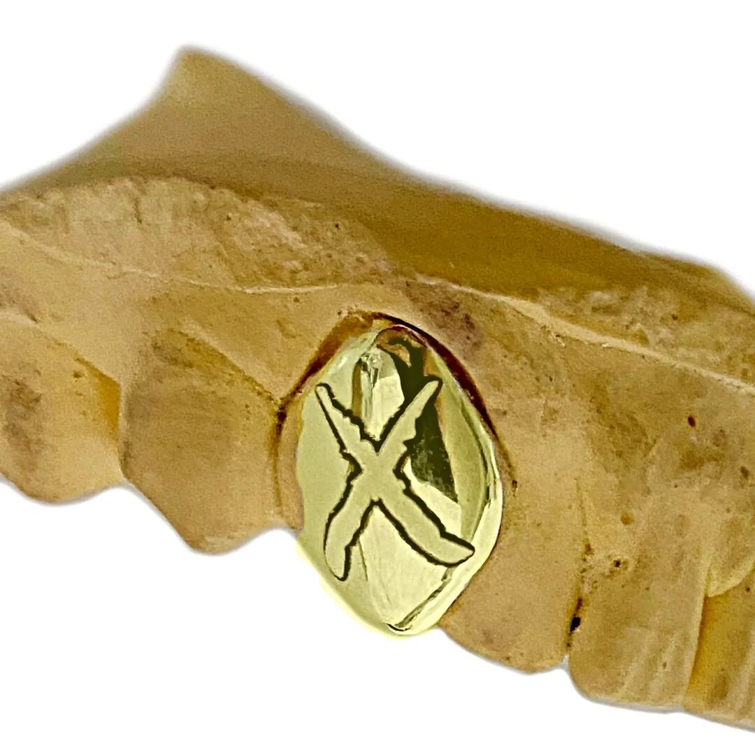 Real Solid 10K Gold or 14K Gold Single Cap Claw Marks X Laser Engraved ...