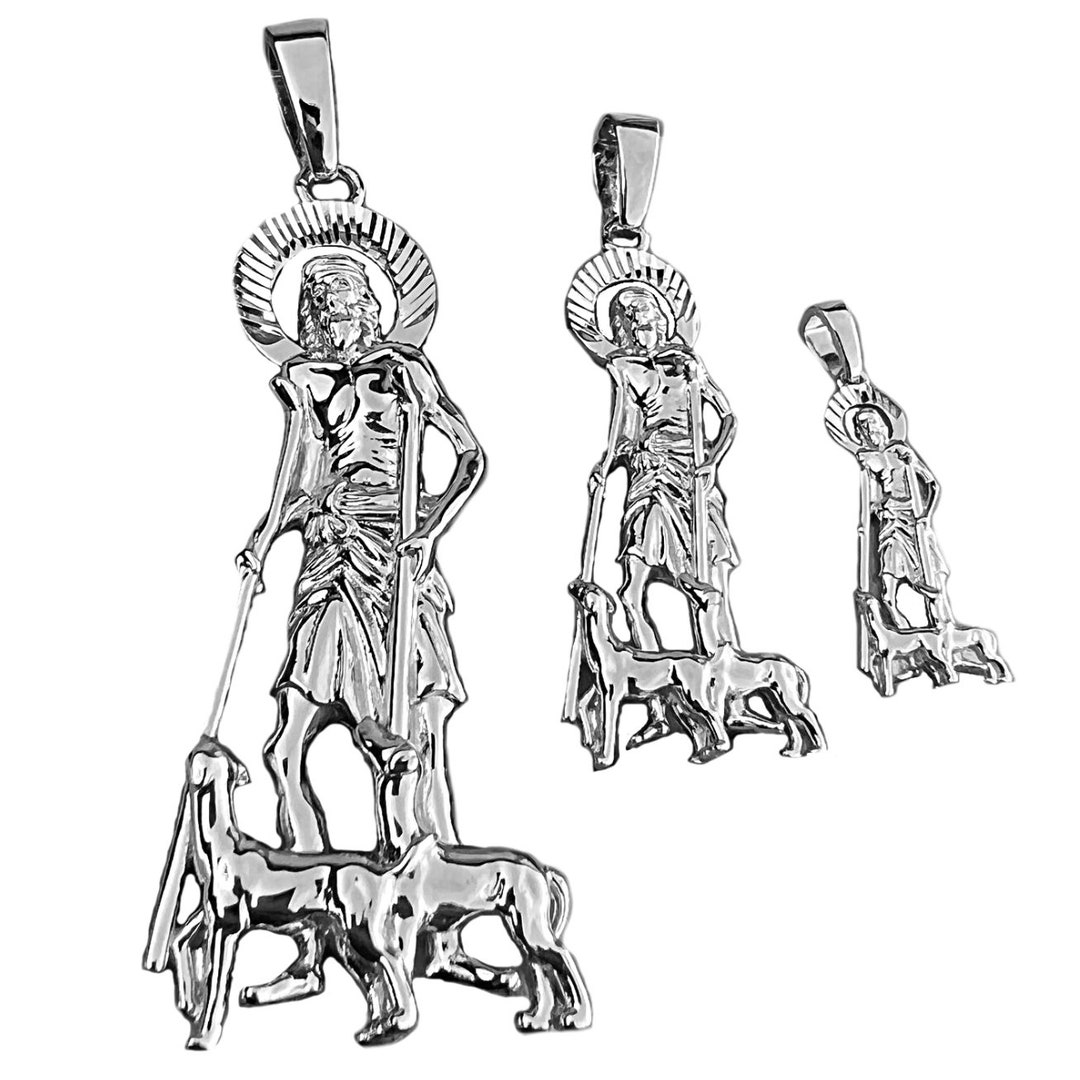 925 Sterling Silver Saint St Lazarus Dogs Pendant San Lazaro 1"-2.75 ...