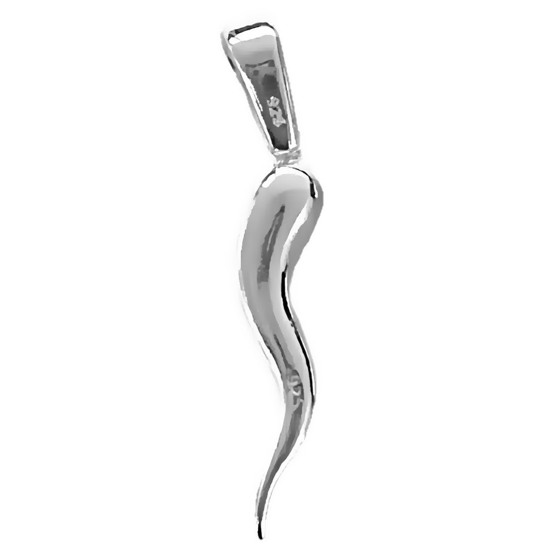 Real Solid 925 Sterling Silver Italian Horn Cornicello Lucky Amulet ...