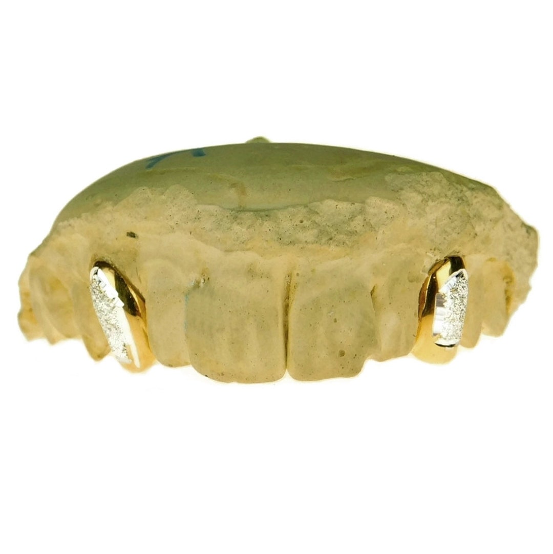 Gold Plated Two-tone Grillz, 925 Sterling Silver Diamond Dust, Custom ...