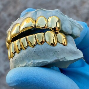 Solid 10K Gold OR 14K Gold Permanent Cuts Custom Grillz Perm Cut Plain ...